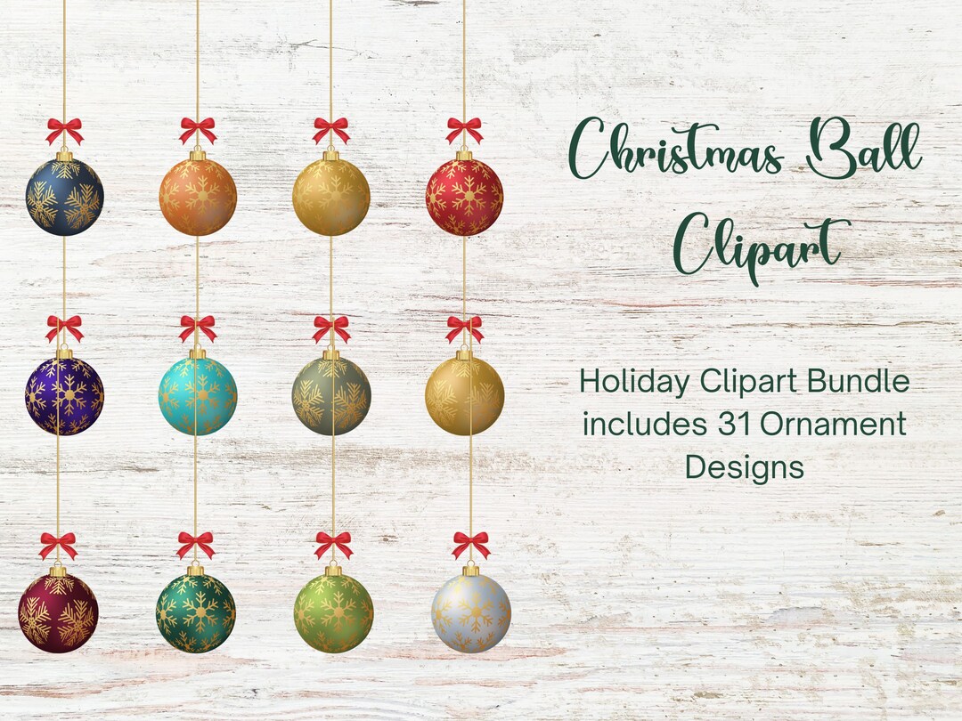 Christmas Ornaments Clipart Bundle of PNG Files - Holiday Ornament ...