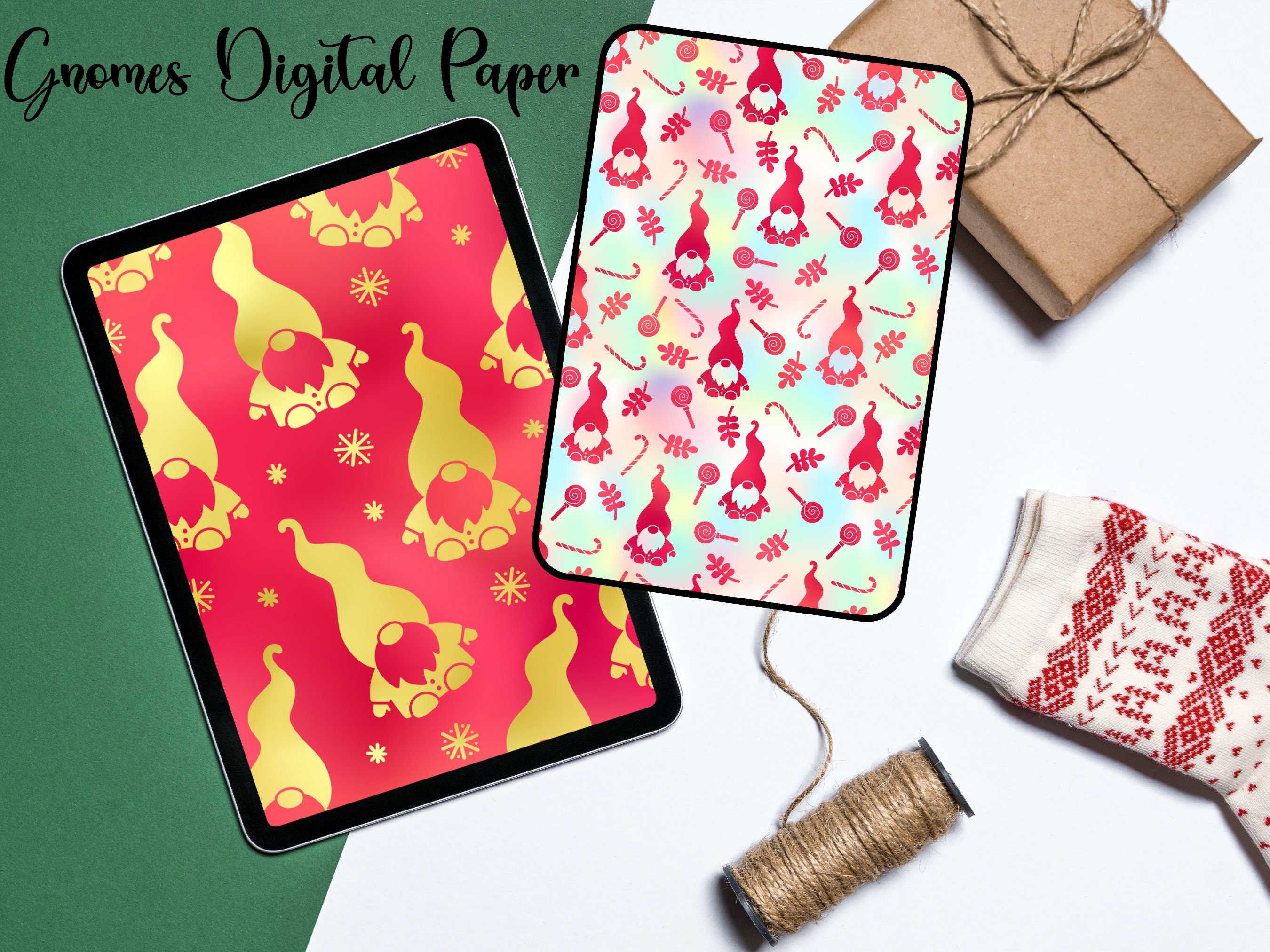 Christmas Gnome Clipart Bundle With Digital Paper - Cute Christmas ...