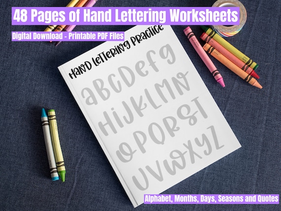 Hand Lettering Alphabet Worksheets Printable Alphabet - Etsy