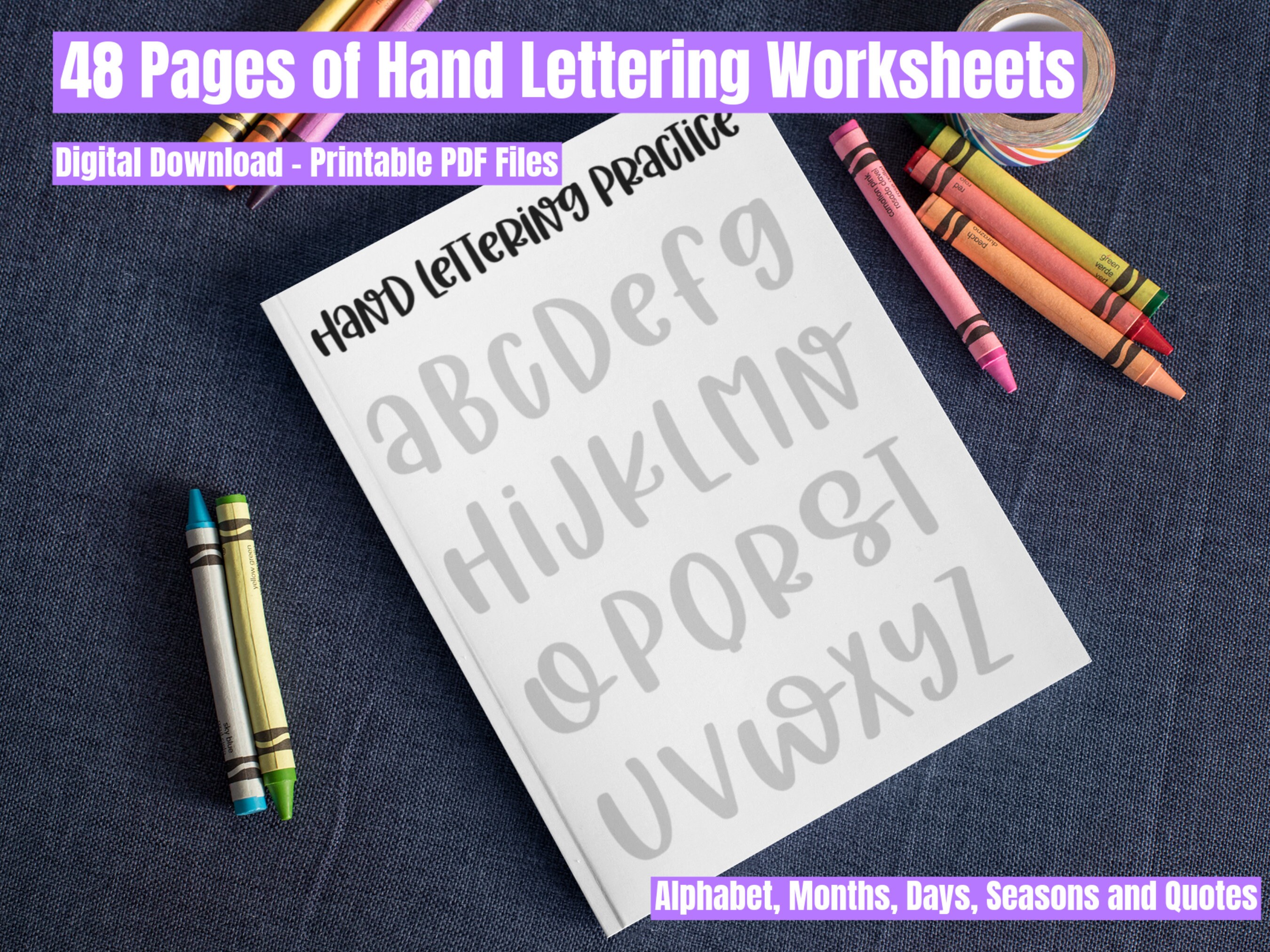 Hand Lettering Alphabet Worksheets, Printable Alphabet Lettering ...