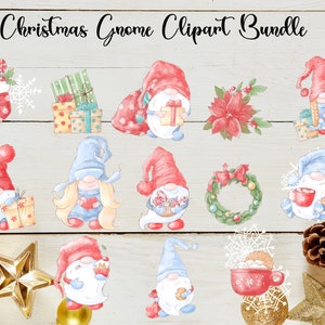Christmas Gnome Clipart Bundle With Digital Paper - Cute Christmas ...