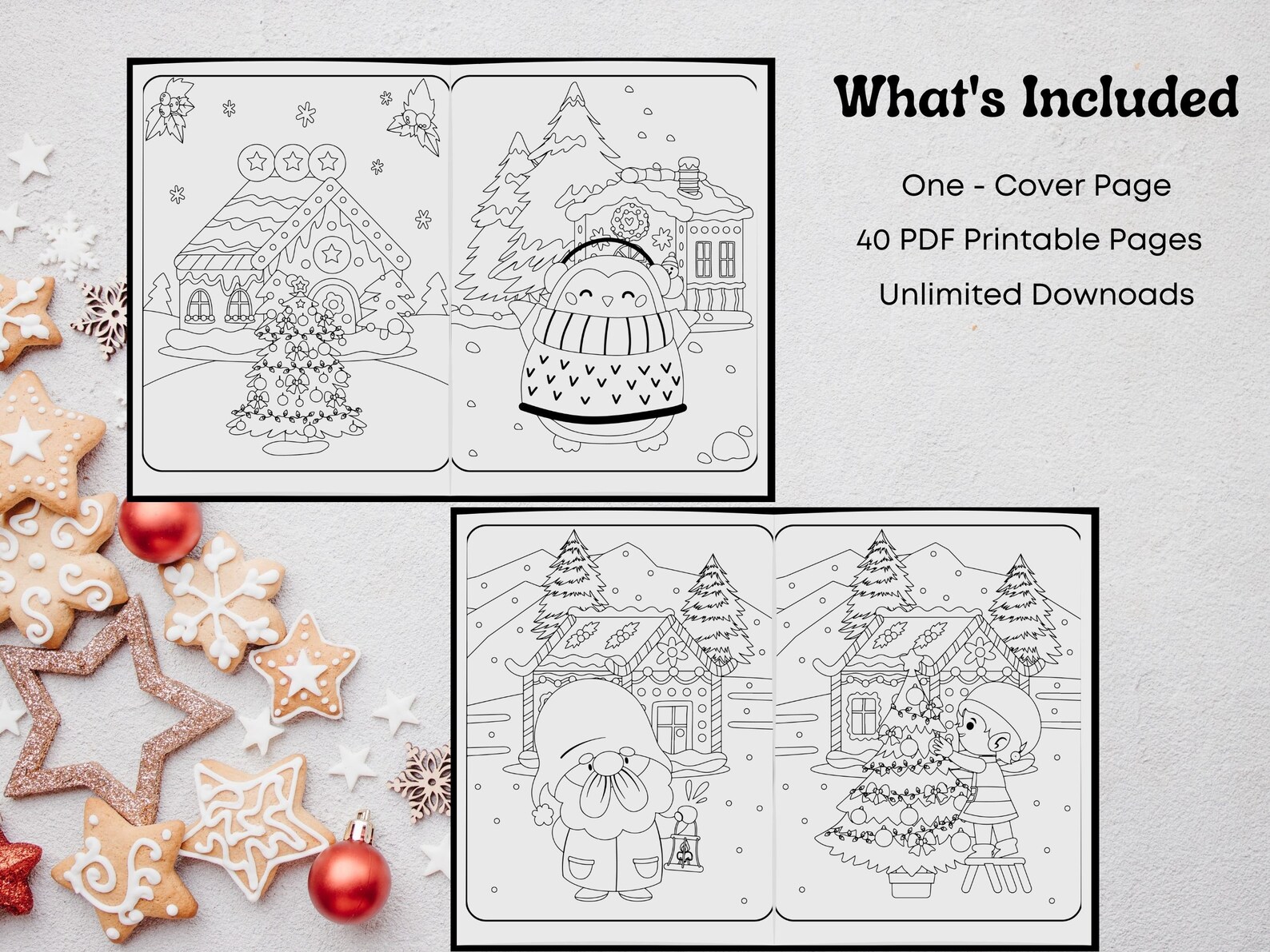 Christmas Coloring Book 40 Printable Coloring Pages Immediate Download ...