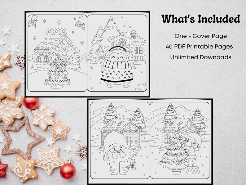 Christmas Coloring Book 40 Printable Coloring Pages Immediate Download ...