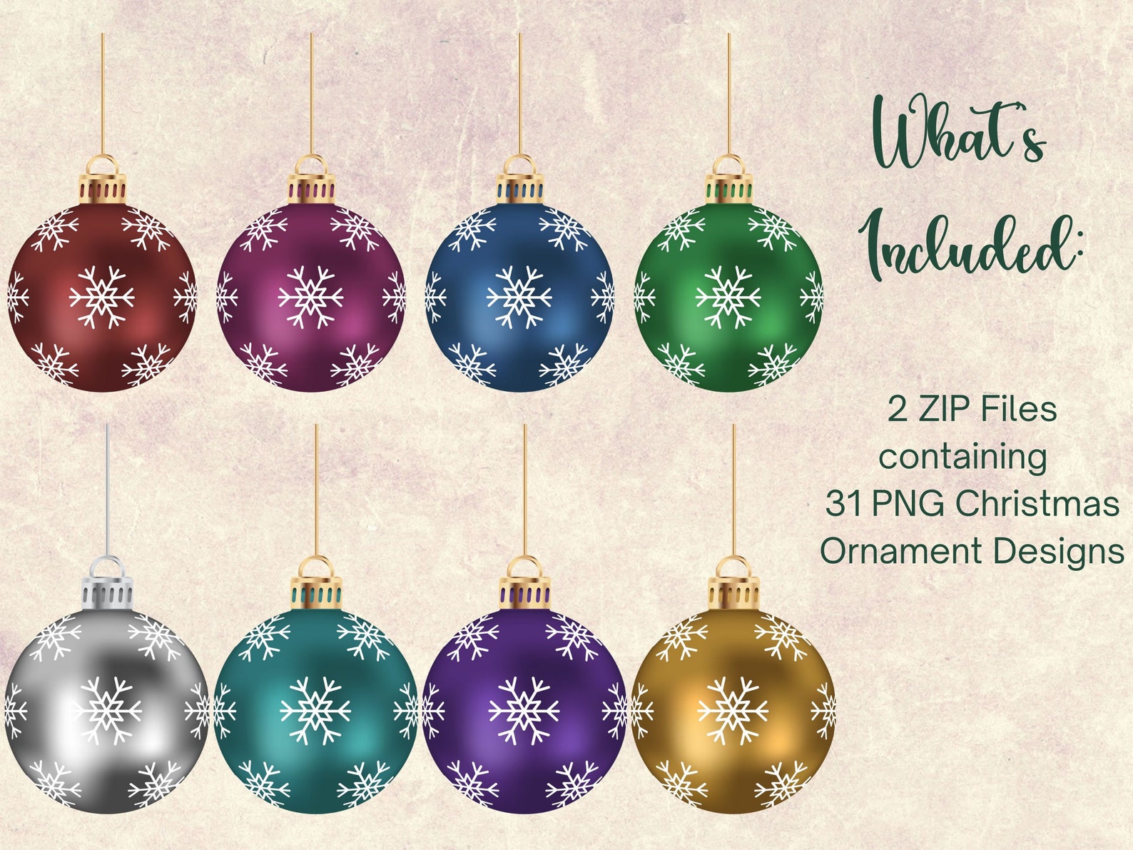 Christmas Ornaments Clipart Bundle of PNG Files - Holiday Ornament ...