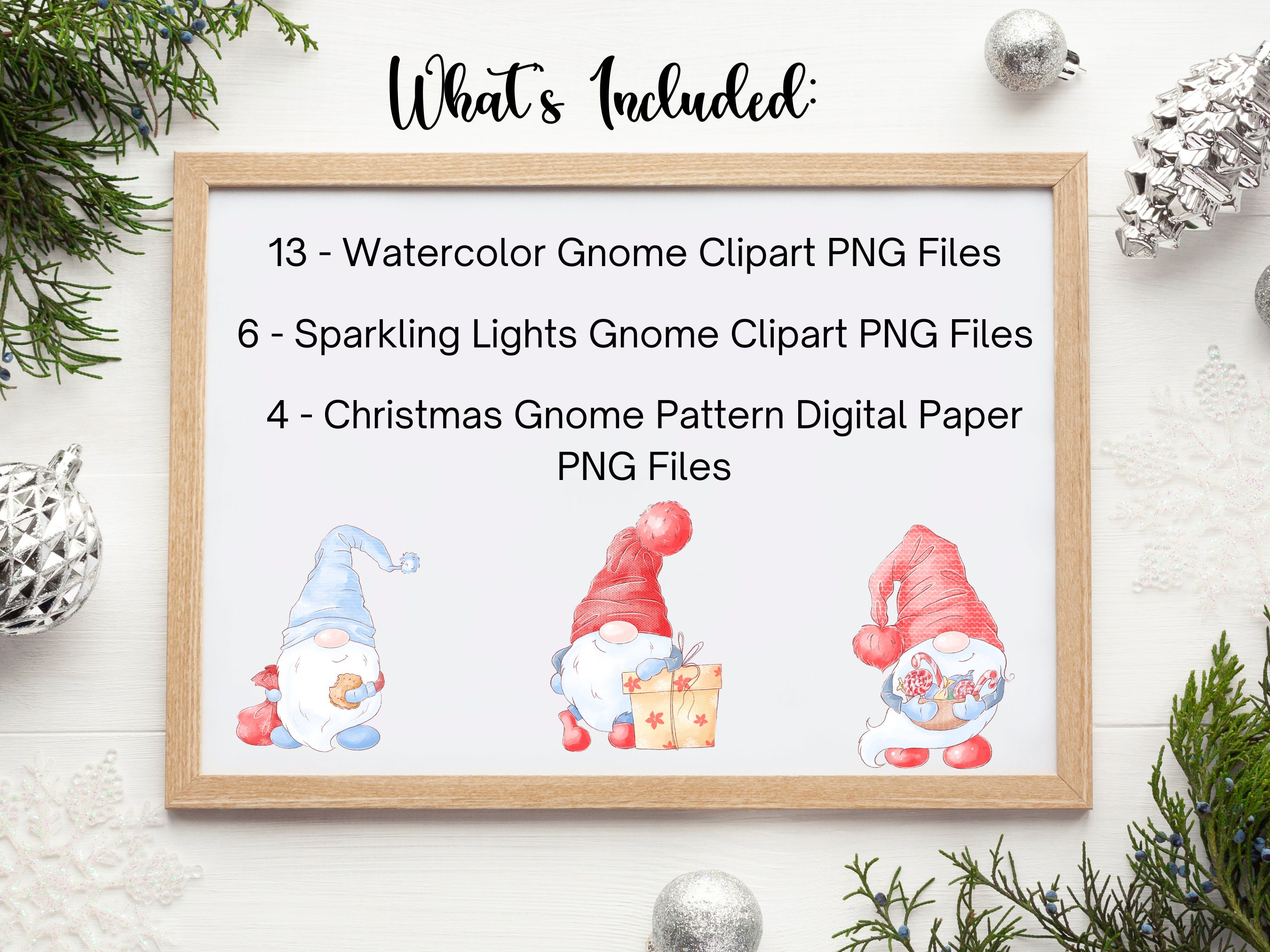 Christmas Gnome Clipart Bundle With Digital Paper - Cute Christmas ...