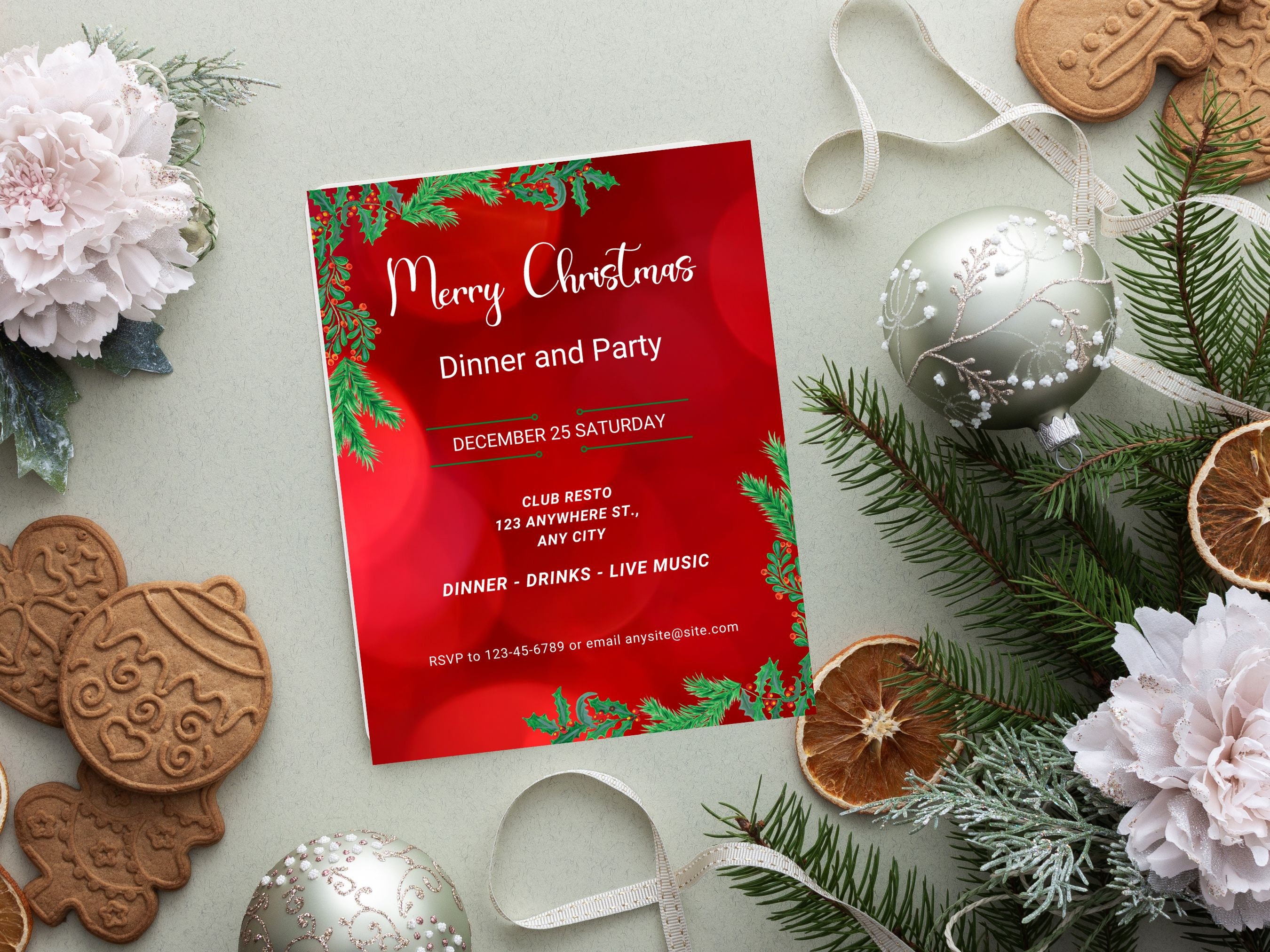 Christmas Party Invitation Editable Template - Printable Holiday Party ...