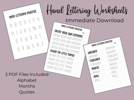 Hand Lettering Worksheets Practice Lettering 30 Pages - Etsy