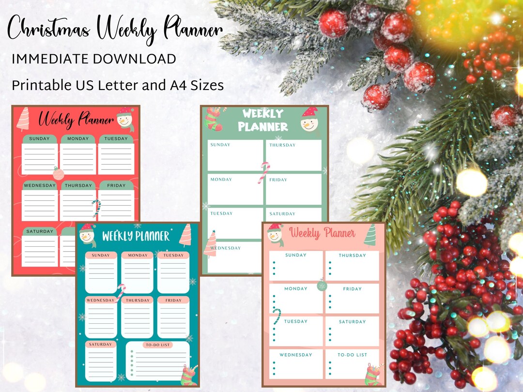 Christmas Planner Printable US Letter and A4 Size, Holiday Planner PDF ...