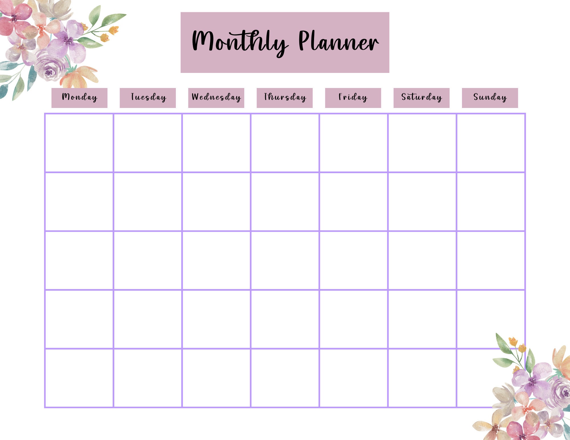 Printable Planner Daily Weekly Monthly Yearly, Download Printable ...