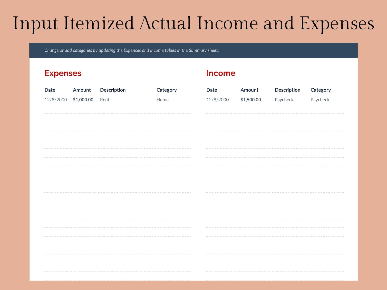 Budget Income and Expense Tracker Spreadsheet - Google Sheets Income ...