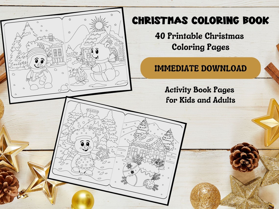 Christmas Coloring Book 40 Printable Coloring Pages Immediate Download ...