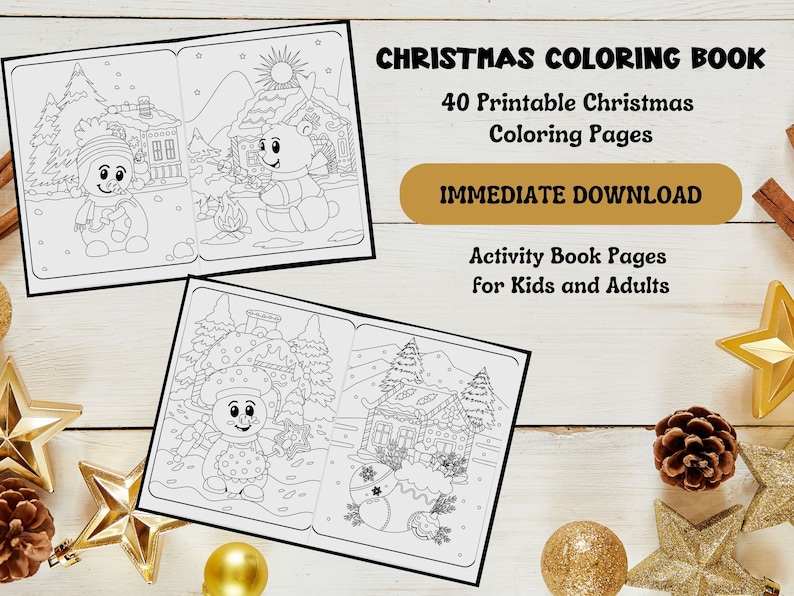 Christmas Coloring Book 40 Printable Coloring Pages Immediate Download ...