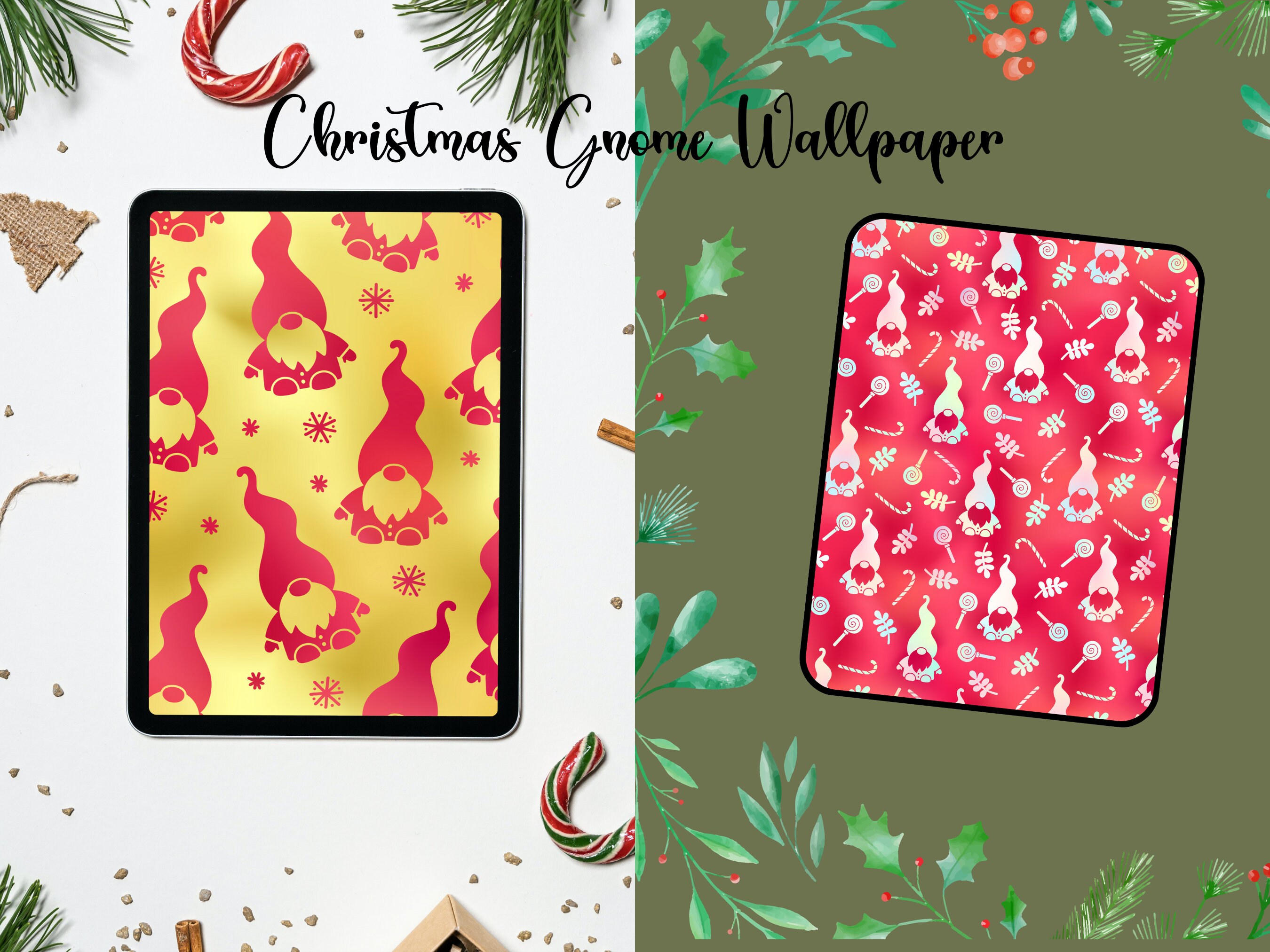 Christmas Gnome Clipart Bundle With Digital Paper - Cute Christmas ...