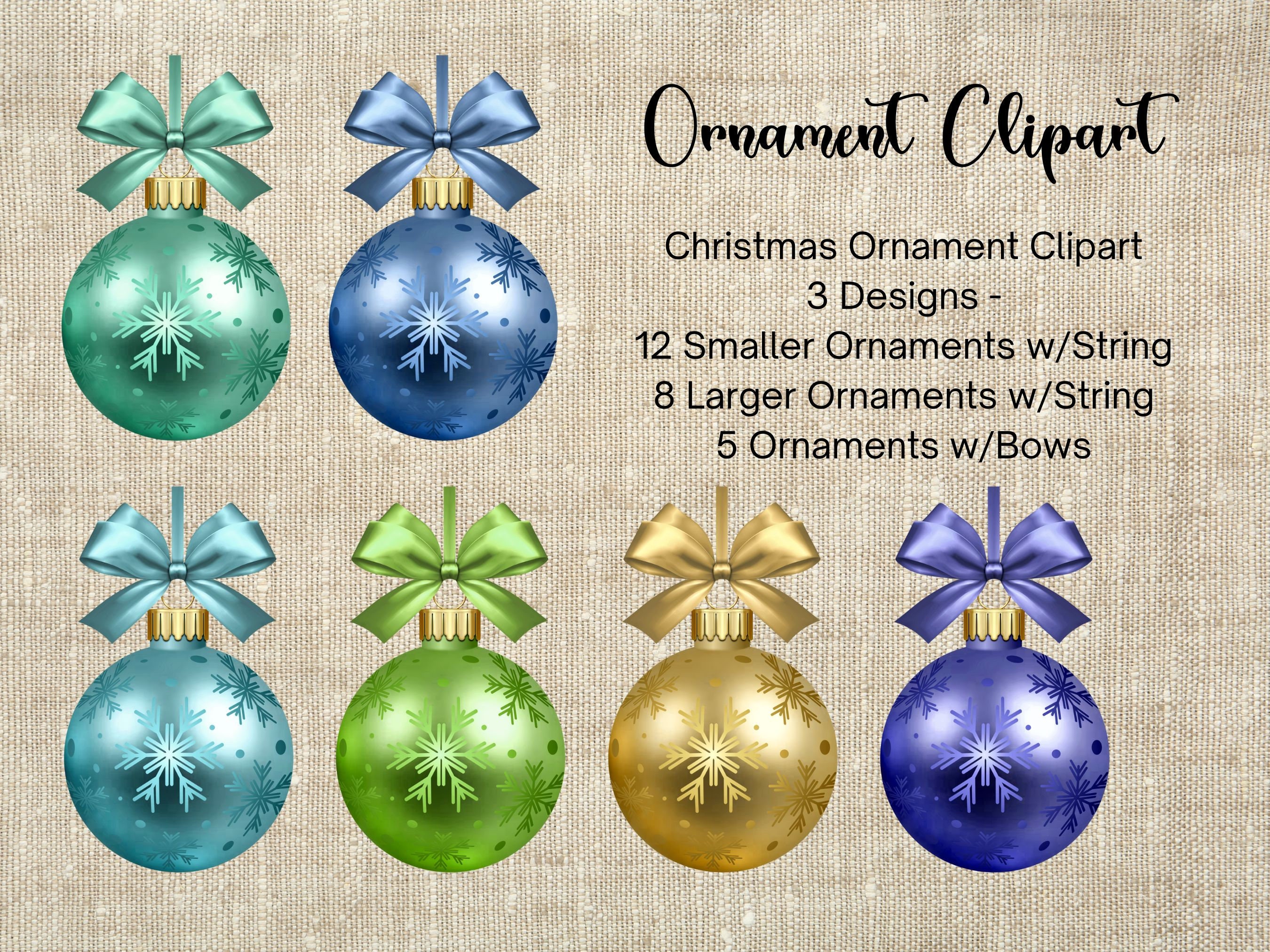 Christmas Ornaments Clipart Bundle of PNG Files - Holiday Ornament ...