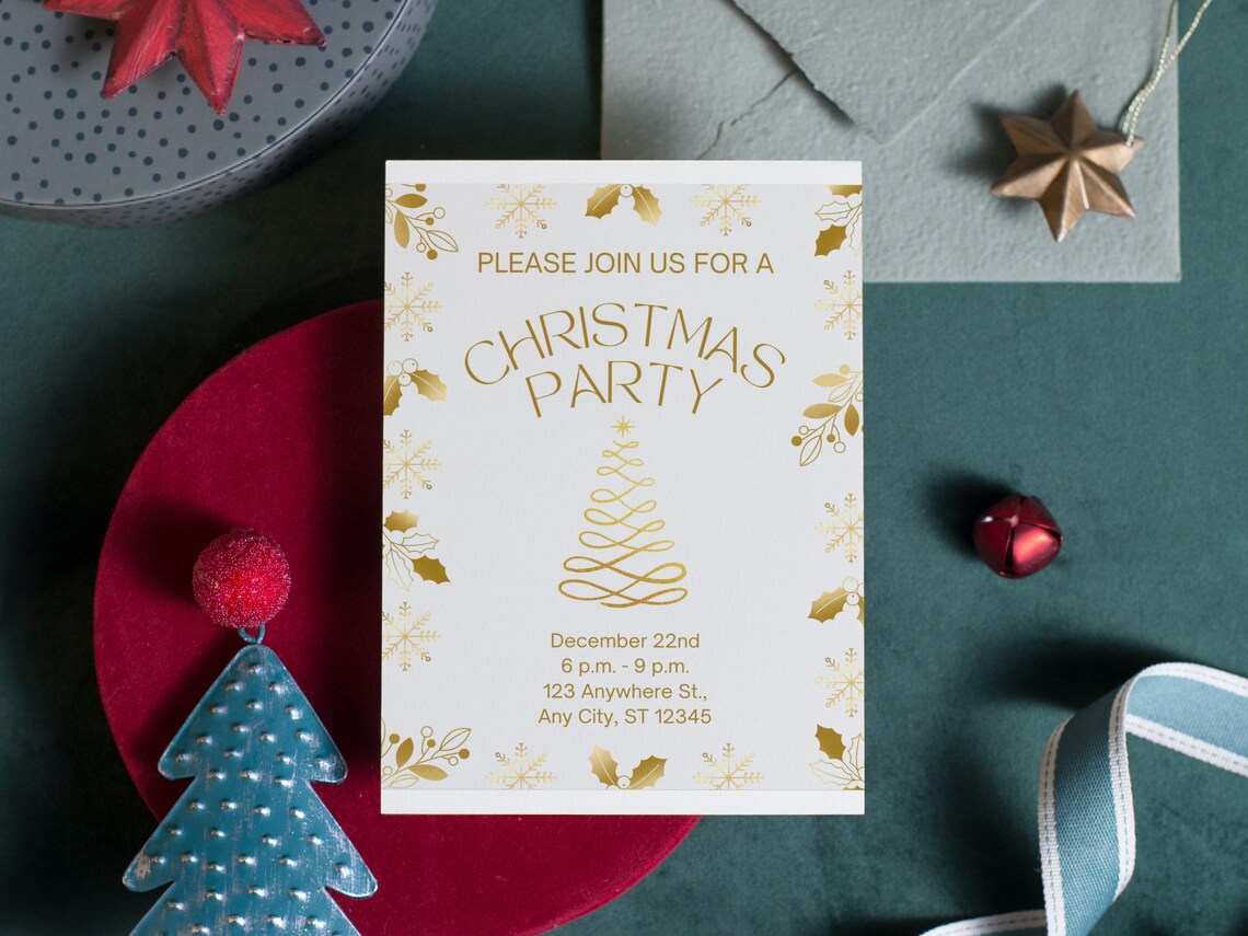 Christmas Party Flyer Template - Edit/customize Holiday Open House ...