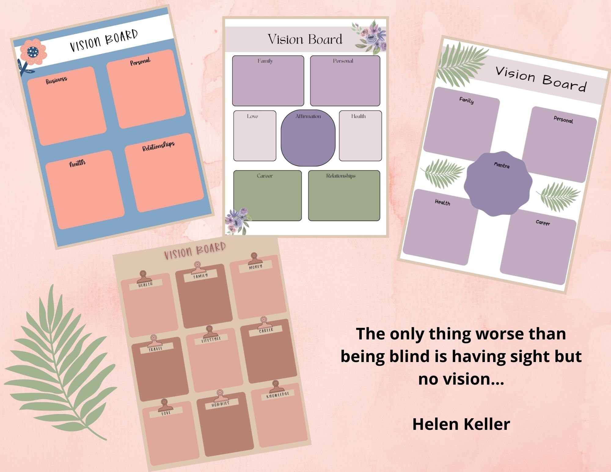 Vision Boards Template; Vision Board Printable; Vision Board; Goal ...