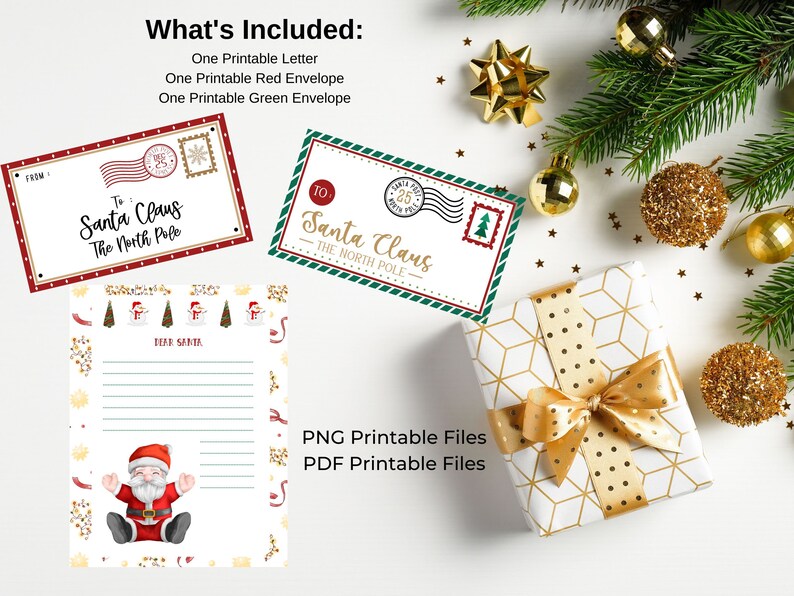 Dear Santa Printable Letter and Envelopes Instant Download, Blank Dear ...