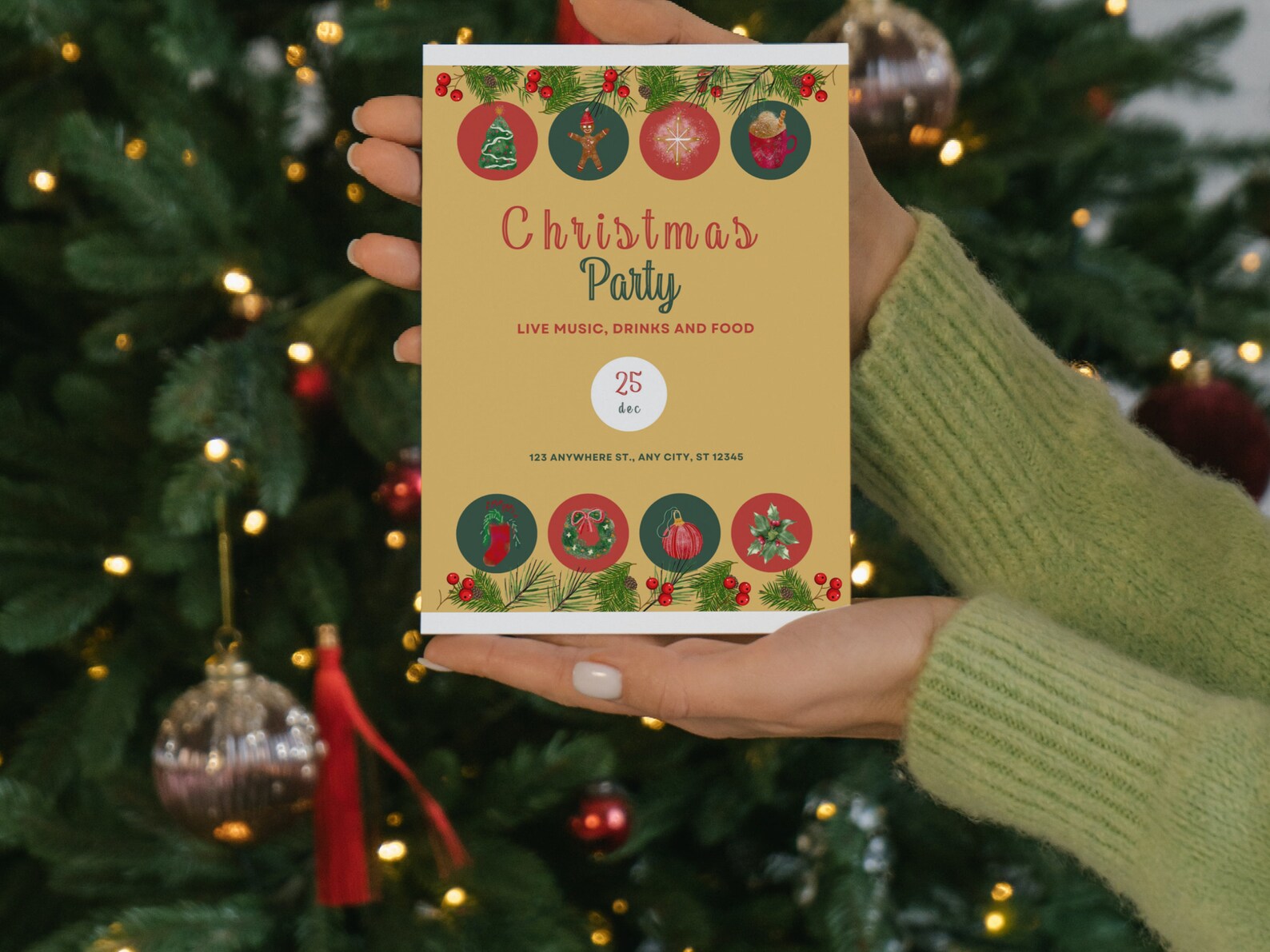 Christmas Party Flyer Template - Edit/customize Holiday Open House ...