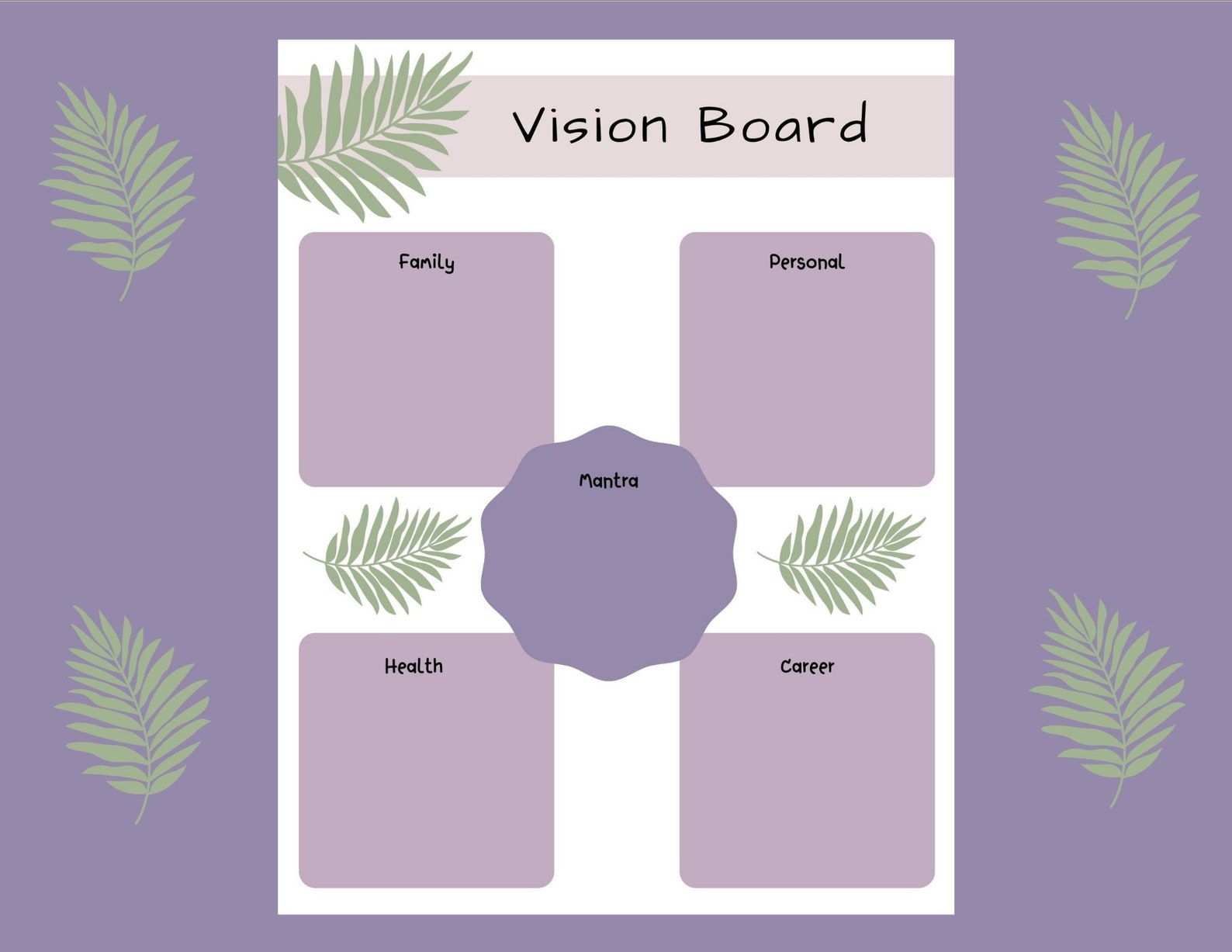 Vision Boards Template; Vision Board Printable; Vision Board; Goal ...