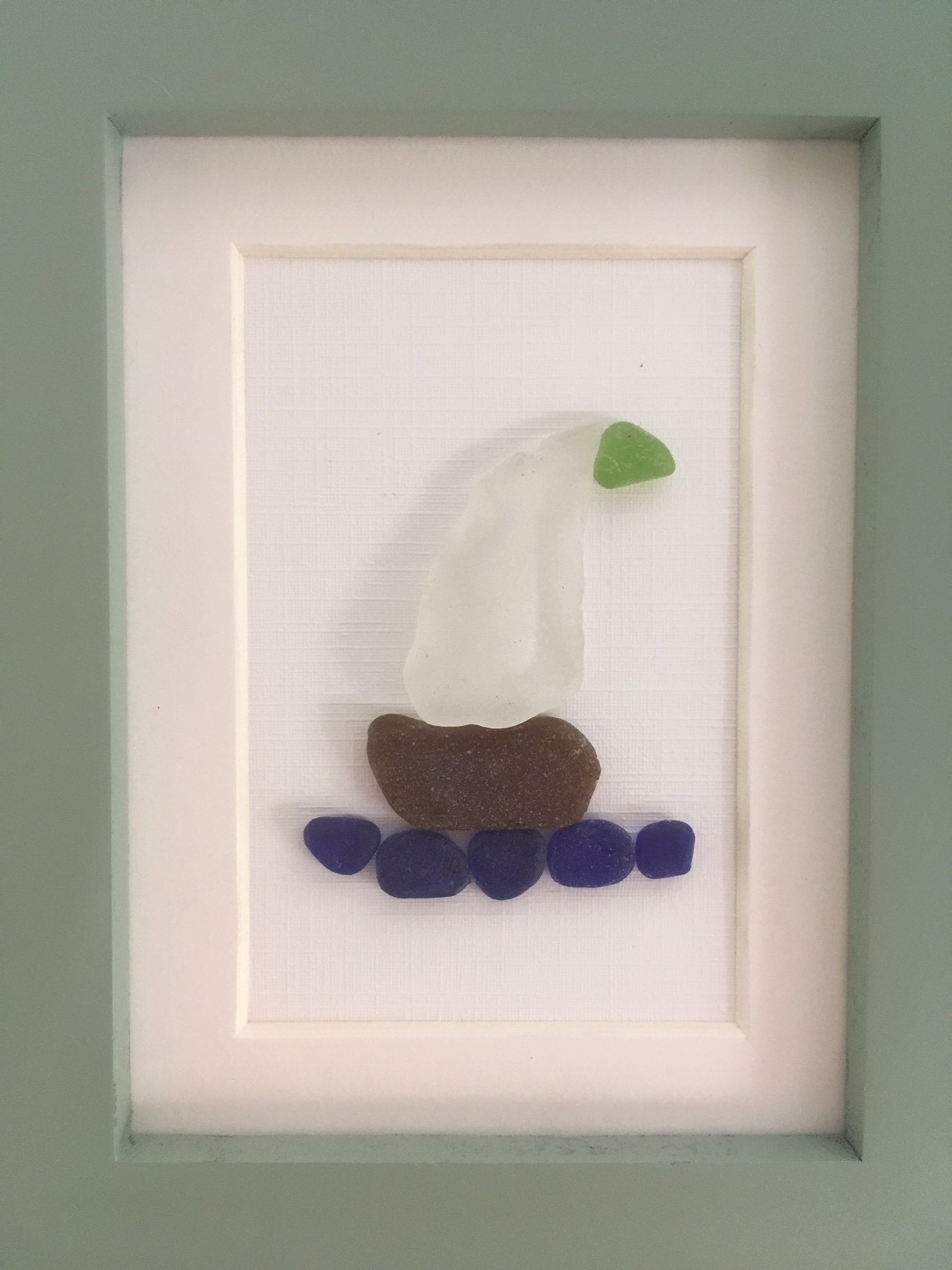 Sea Glass Sailboat in Frame Sea Glass Decor Sea Glass | Etsy
