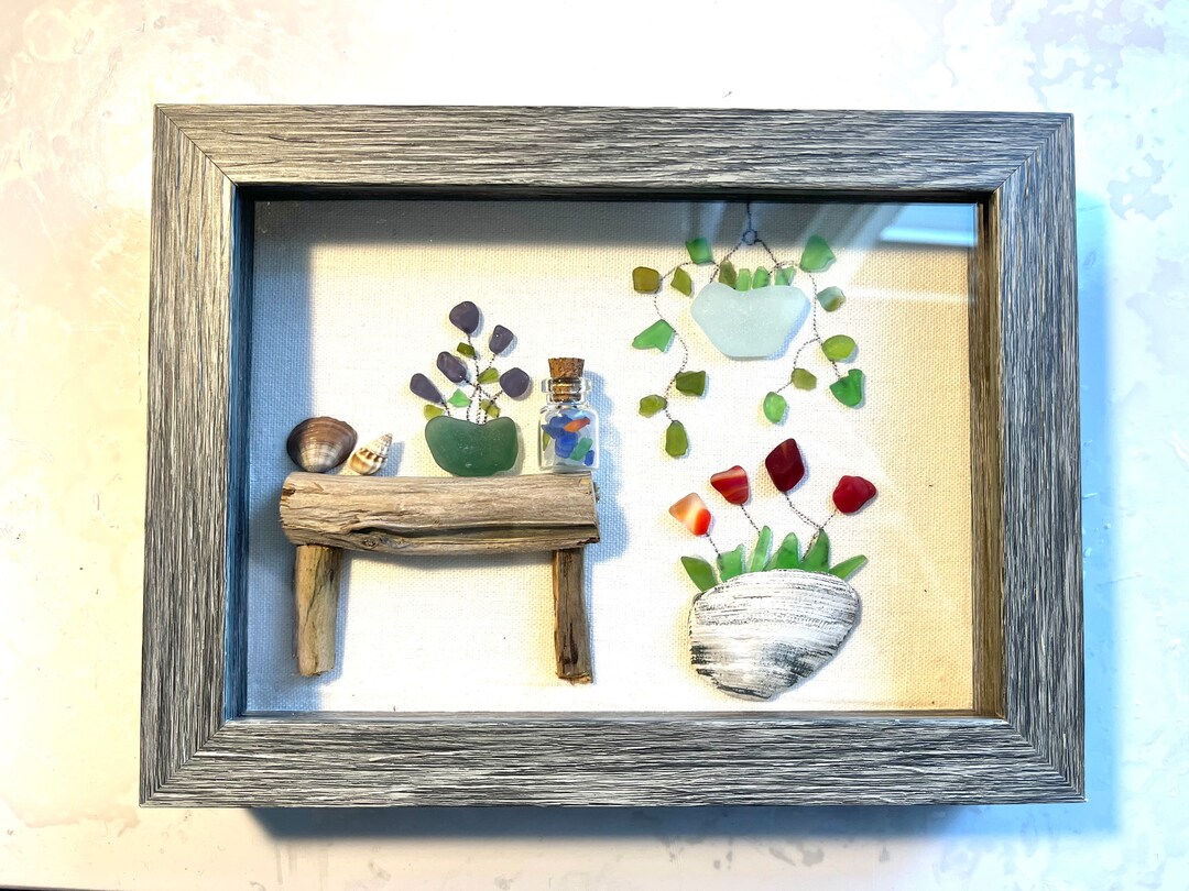 Sea Glass Flowers Sea Glass Floral Art Etsy