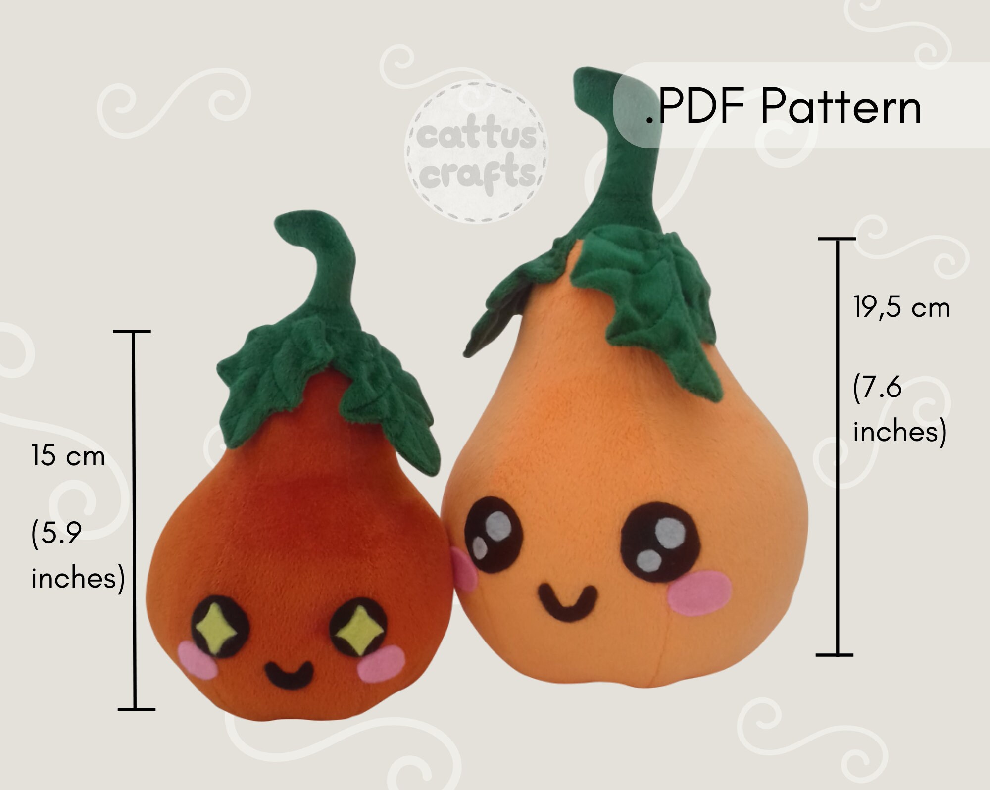 Halloween Pumpkin and Pumpkin Cat Plush Dolls PDF Printable - Etsy