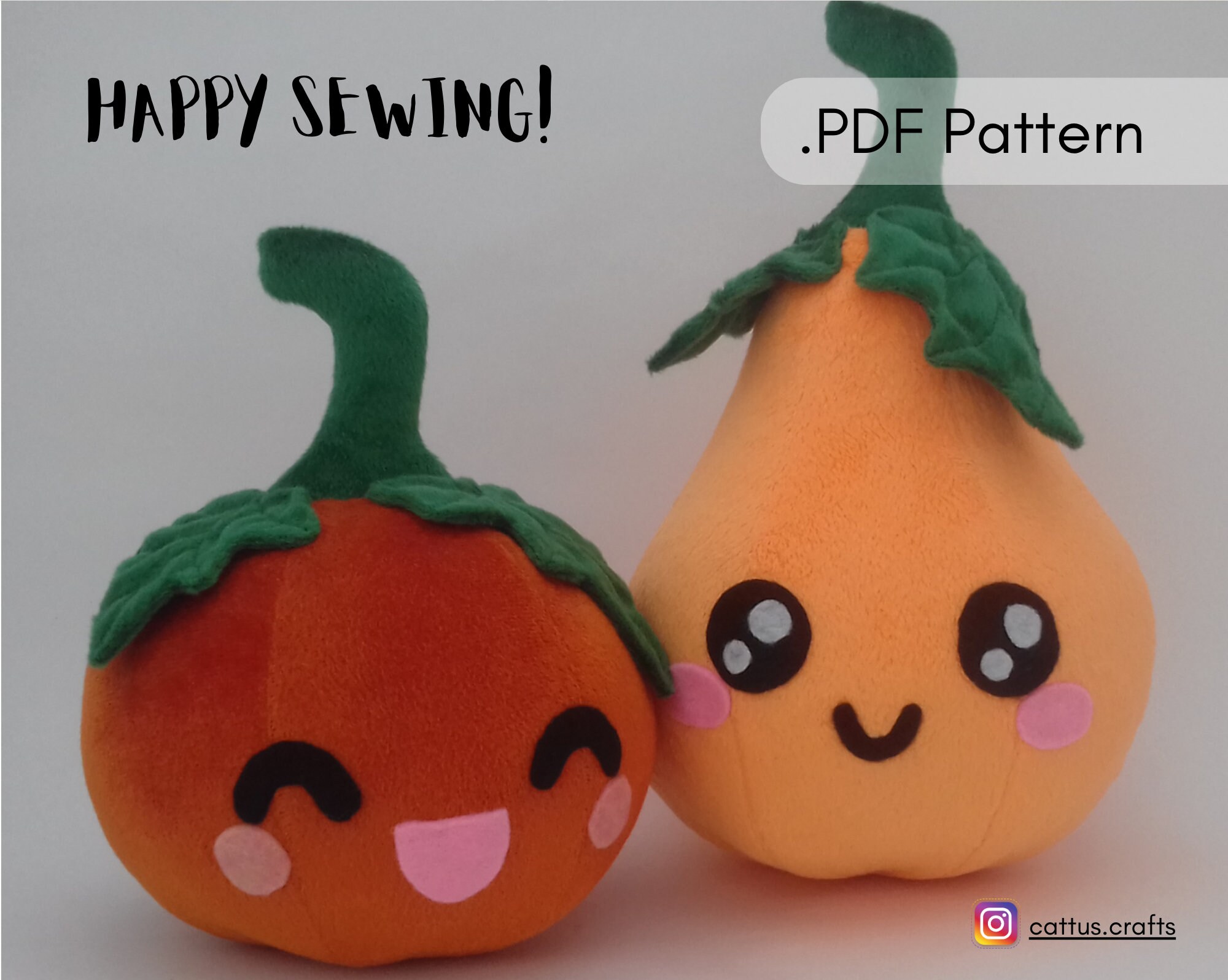 Halloween Pumpkin and Pumpkin Cat Plush Dolls PDF Printable Sewing ...