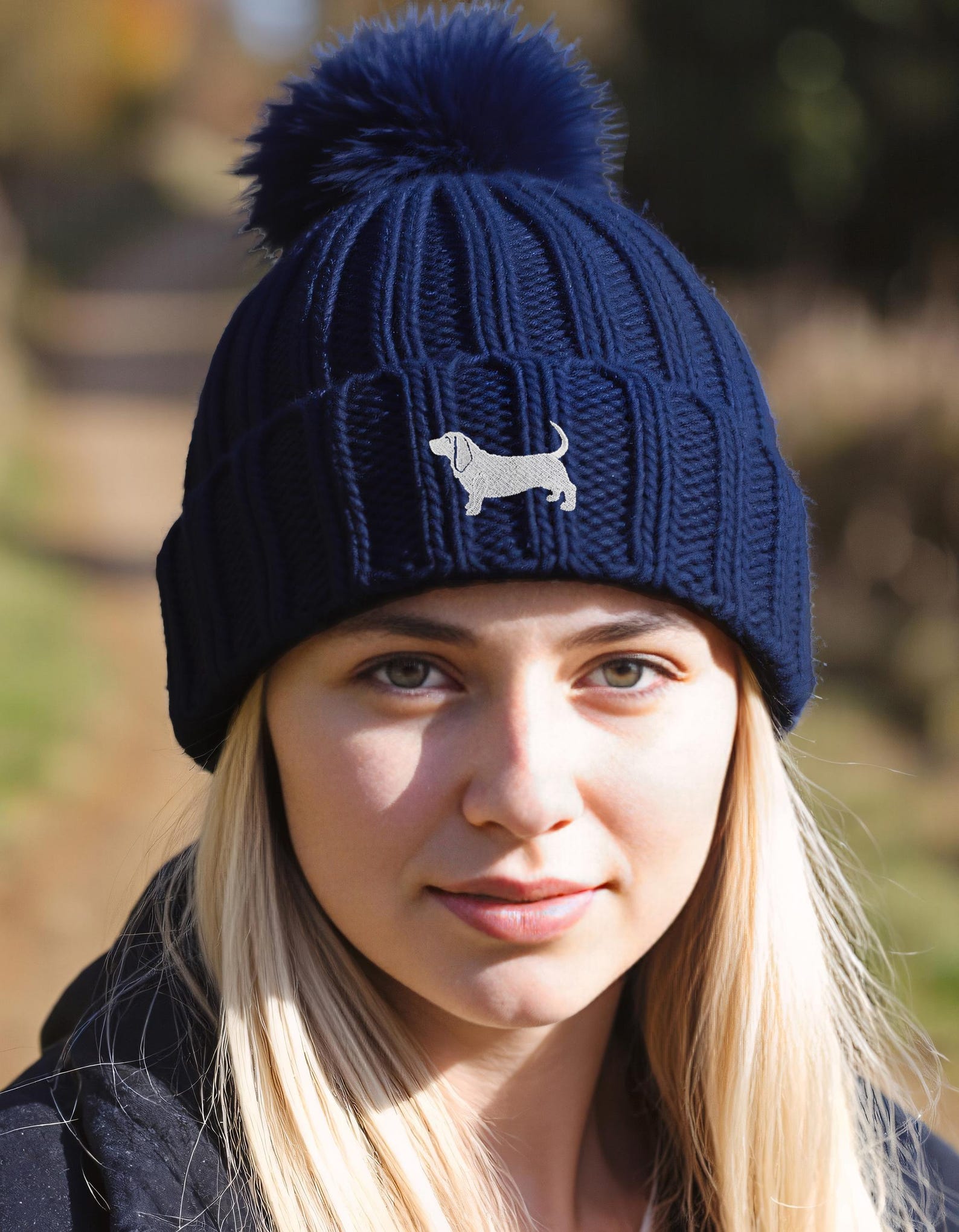 Basset Hound Owner Clothing Gifts, Faux Fur Pom Pom Chunky Knit ...
