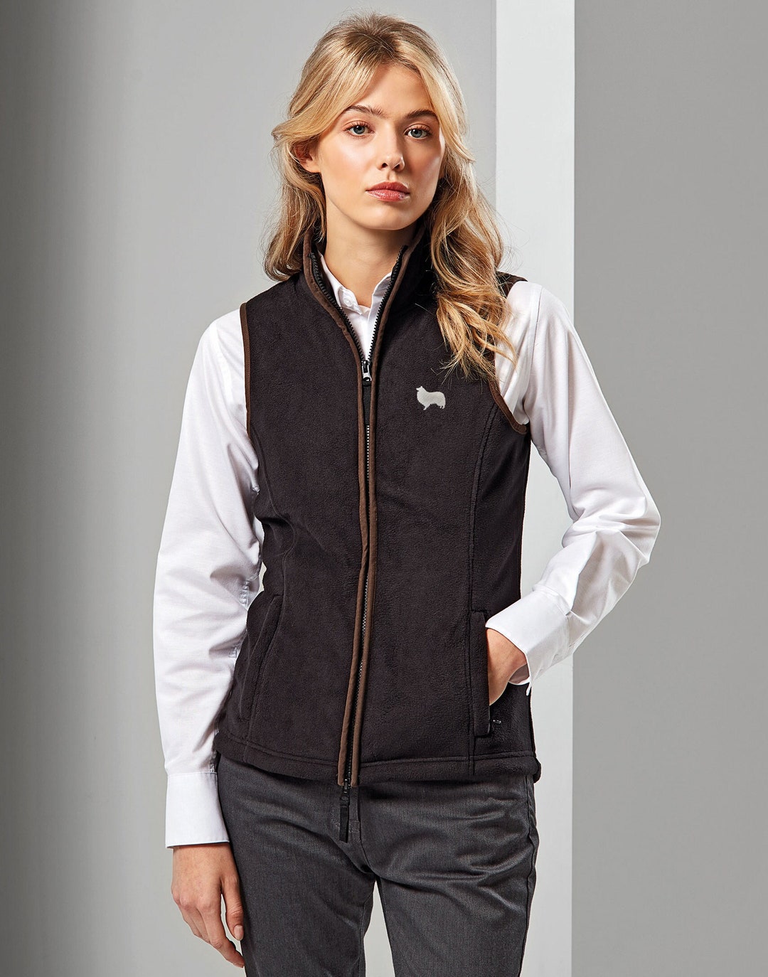 Sheltie Shetland Sheepdog Owner Clothing Gifts Embroidered Fleece Gilet ...