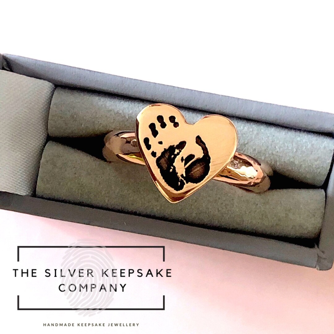Rose Gold Personalised Handprint Ring - Etsy