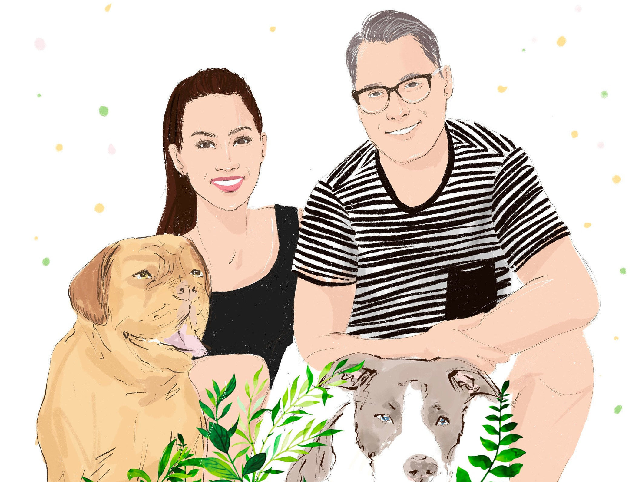 Custom portrait of couple personalized portrait drawing from | Etsy