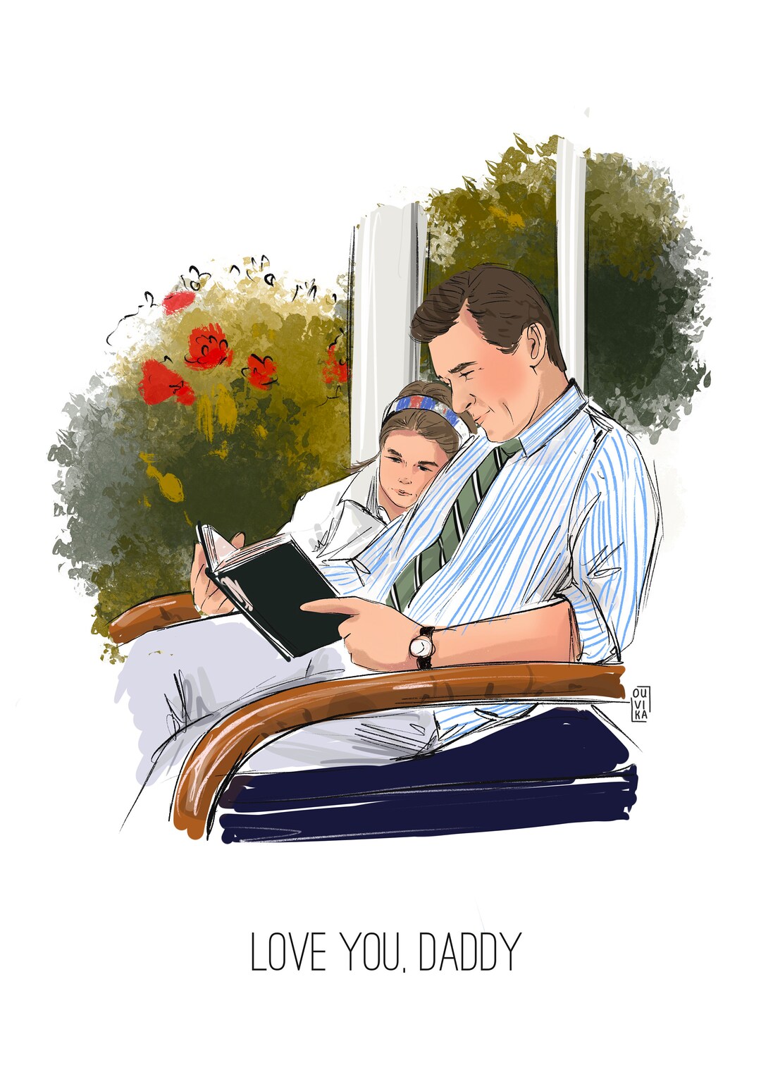 Fathers Day Custom Gift, Father Kids Portrait, Personalized Gift for ...