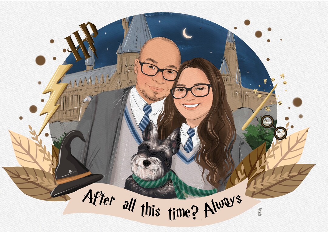 Commission - You as a Witch or Wizard, Couple Custom Digital Portrait ...