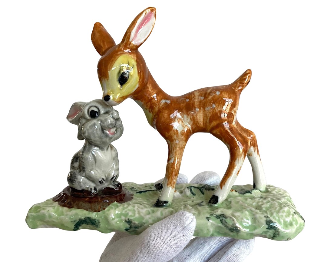 VTG Kitsch Japanese bambi & Thumper Hand Painted Faience Ceramic ...
