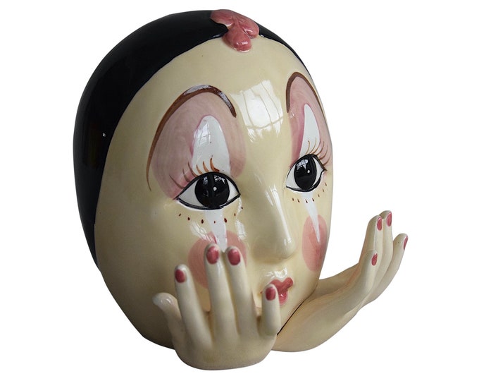 VTG Kawaii Japanese "pierrot Head & Hands" Ring Holder - Hand Painted ...