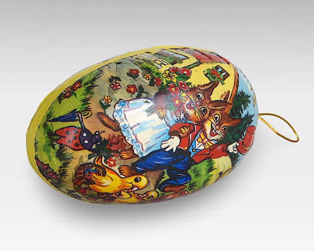 VTG Easter "papier Mâché" Egg Fillable Candy Container - Spring Decor ...