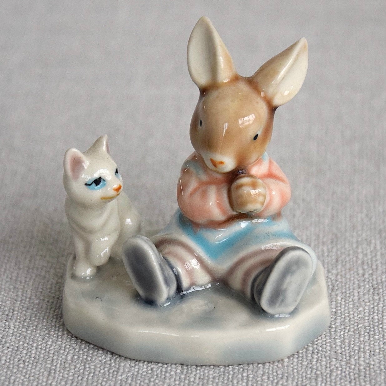 VTG 1970s Albert Kessler bunny With Kitten Hand Painted Porcelain ...