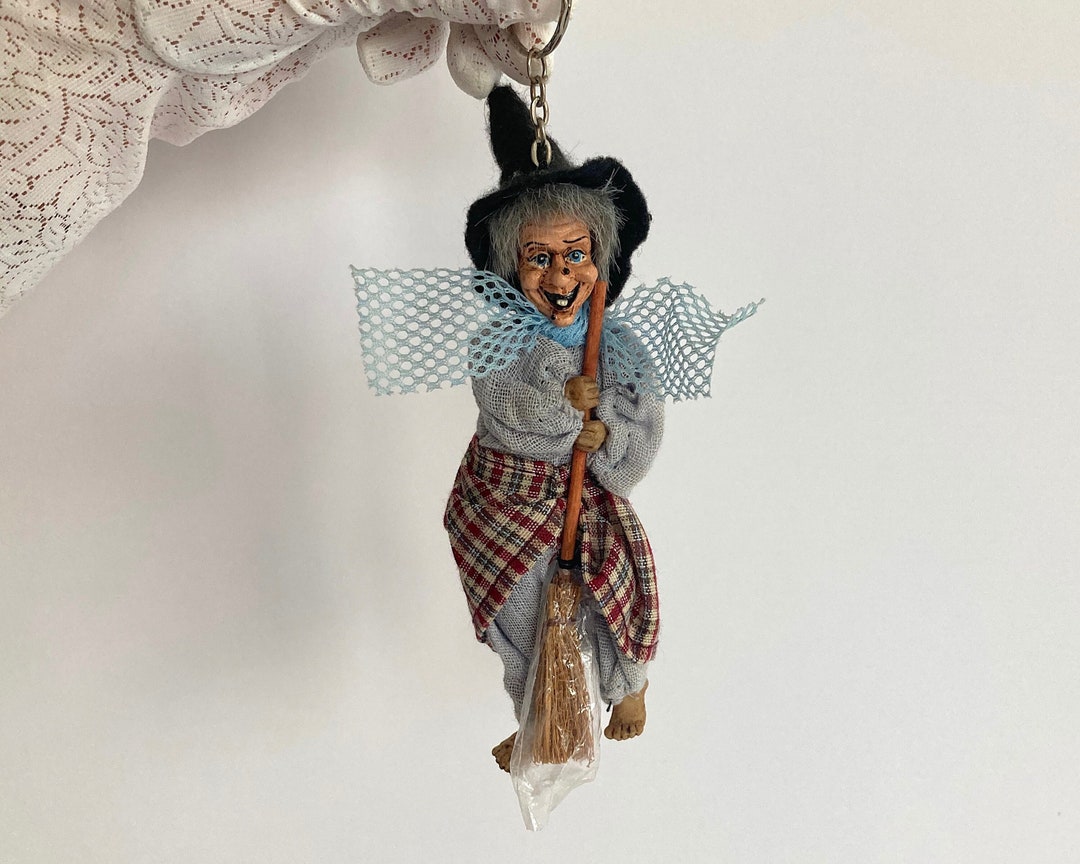 Rare VTG French Handmade flying Witch With Broom - Etsy