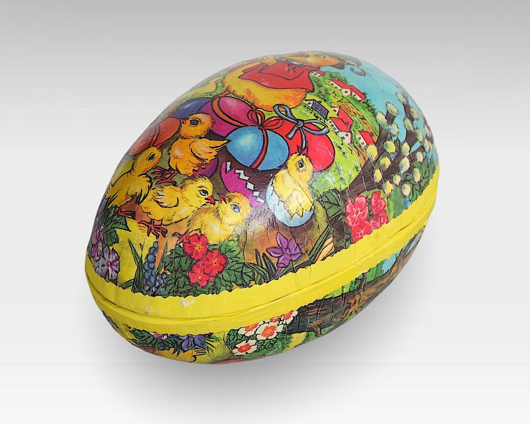 VTG Easter "papier Mâché" Egg Fillable Candy Container - Spring Decor ...