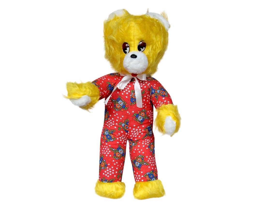 VTG 1960s 70s XL Stuffed Yellow Teddy Bear Cuddly Teddy Bear Toy ...