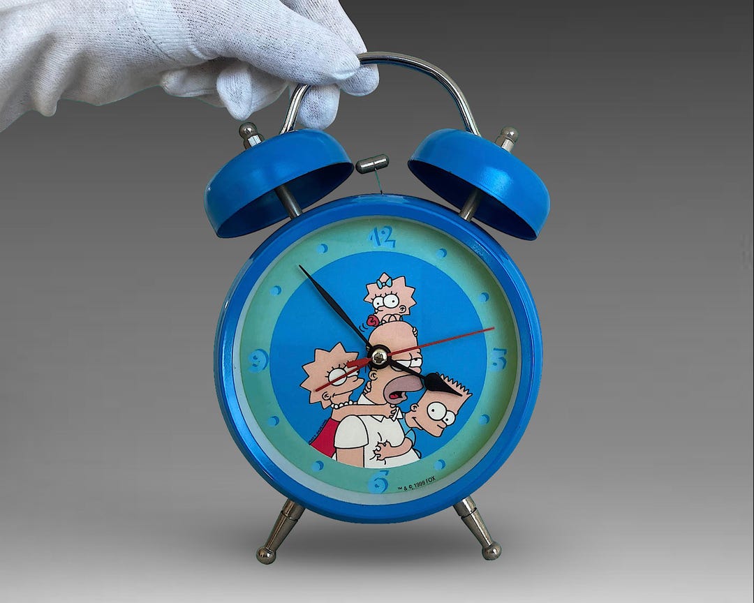 VTG 1998 "the Simpsons" Blue Metal Alarm Clock - Pop Culture ...