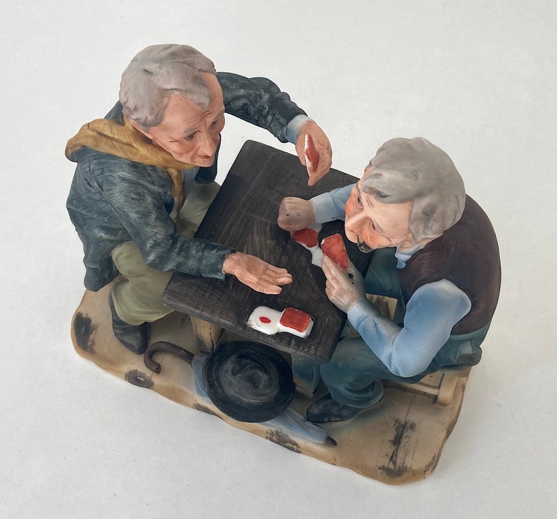 VTG 1970s Japan "gentlemen Playing Cards Scene" Hand Painted Ceramic ...