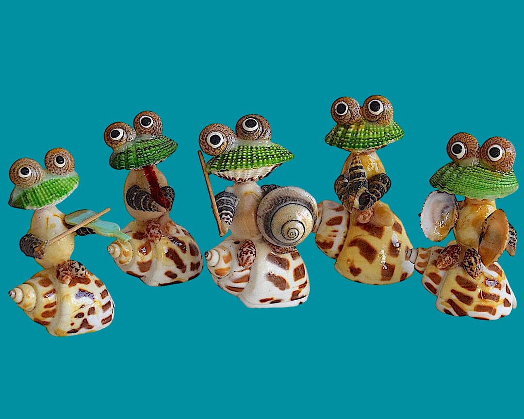 VTG "frog Orchestra" Handmade "seashell Art Creation" Beach Souvenir ...
