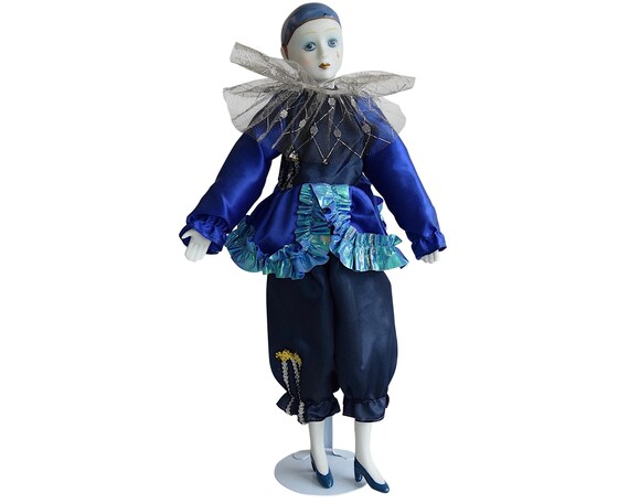 VTG Porcelain Venetian pierrot Doll With Stand - Etsy