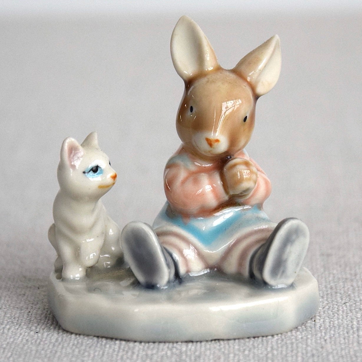 VTG 1970s Albert Kessler bunny With Kitten Hand Painted Porcelain ...