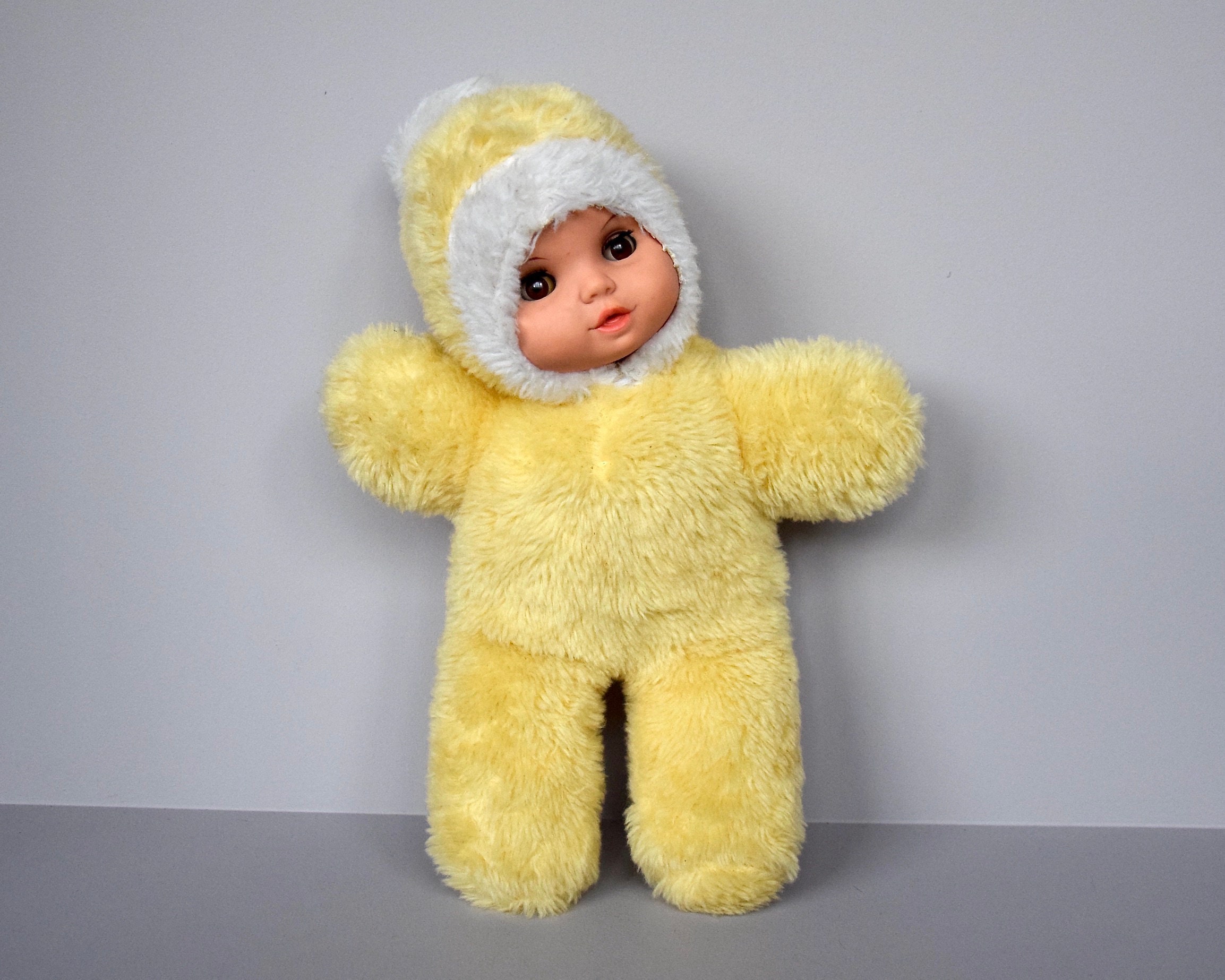 VTG 1970s Yellow Stuffed Plush Rubber Face Doll | Etsy