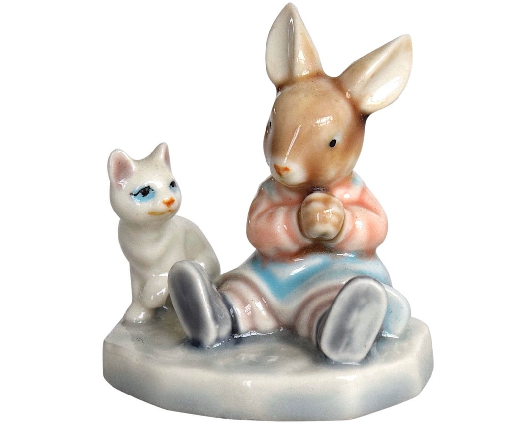 VTG 1970s Albert Kessler bunny With Kitten Hand Painted Porcelain ...