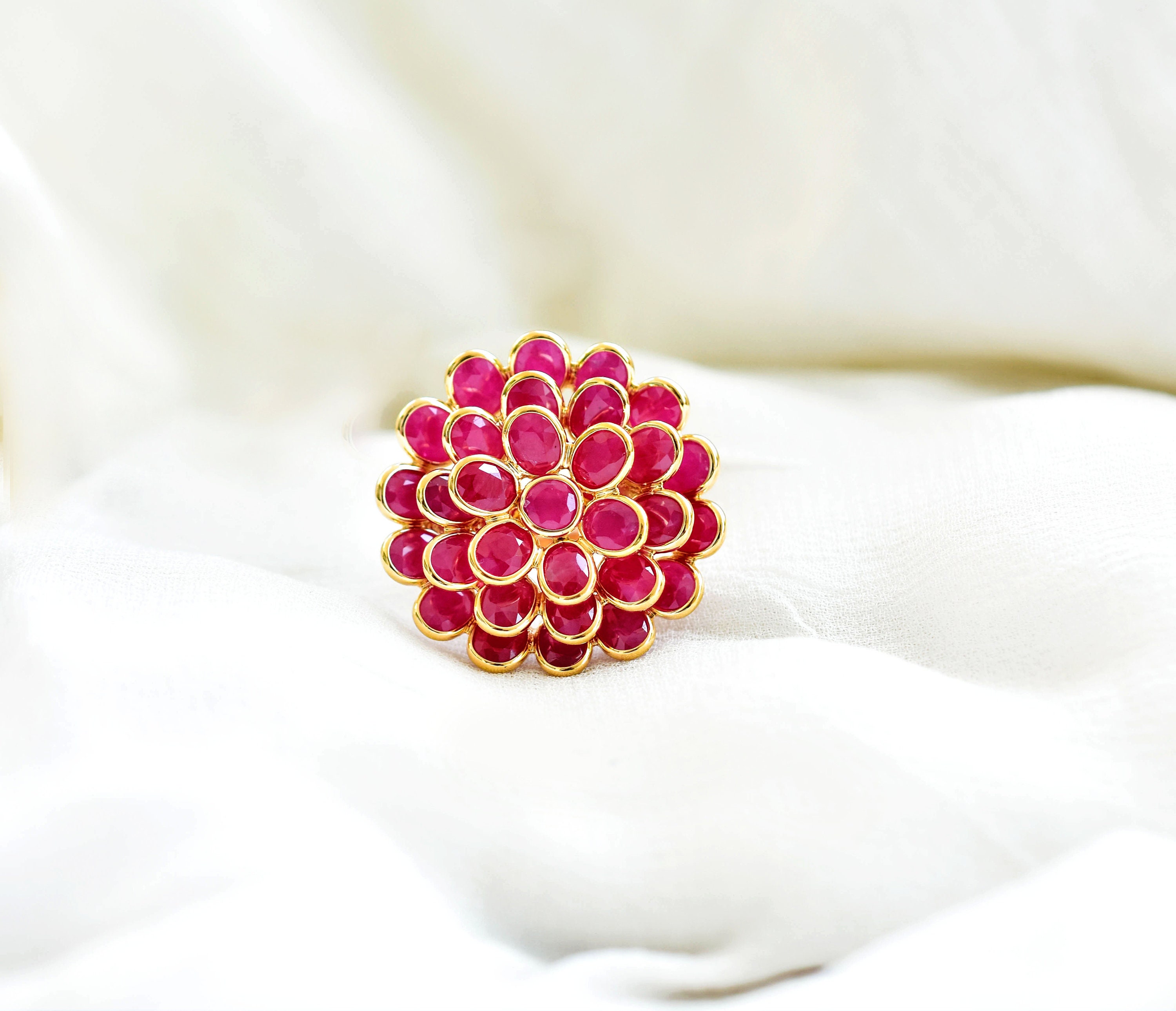 14k Solid Gold Natural Ruby Ring Gold Jewelry Anniversary Gift for Her ...