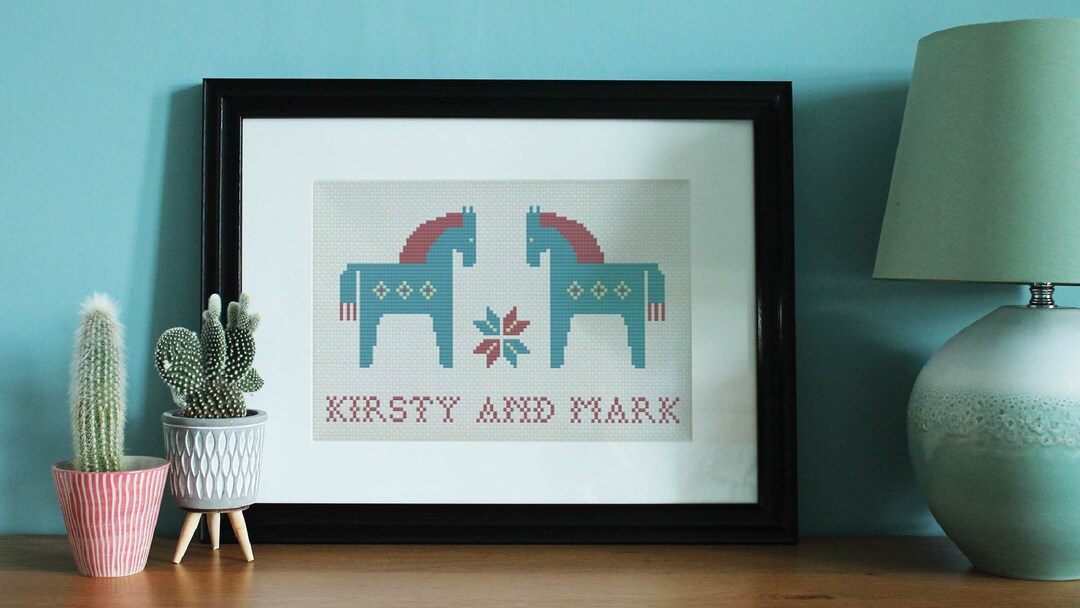 Personalised Cross Stitch Kit, Custom Names Cross Stitch Kit, Wedding ...