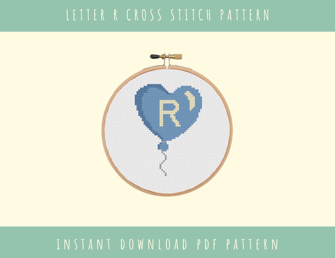 Letter R Cross Stitch Pattern Download PDF, Blue Cross Stitch Pattern ...